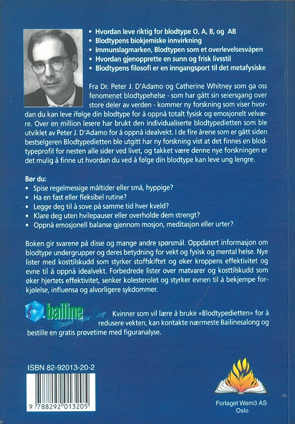 Blodtype-diettens livsstil ( brukt bok ) | Primstaven nettbokhandel
